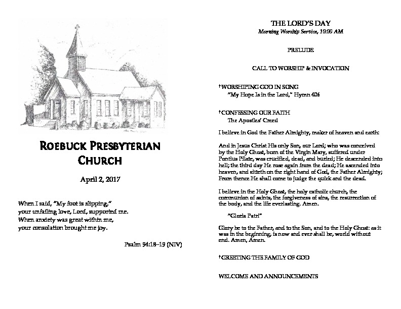 Bulletin-201704021000 | Roebuck PCA